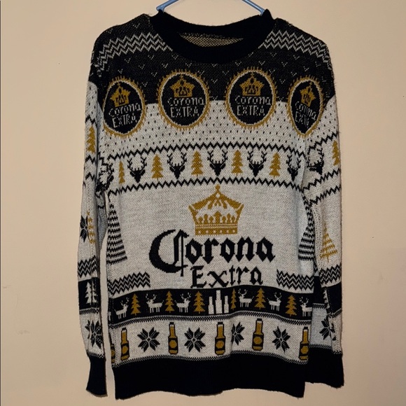 Corona | Sweaters | Corona Extra Black And Gold Mens Christmas Sweater ...